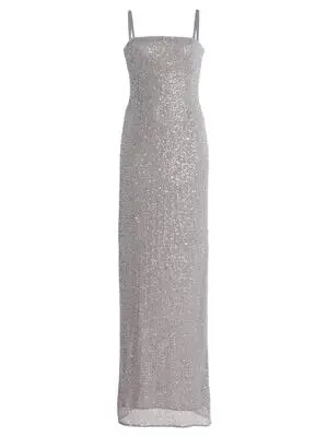 Simkhai Xyla Strapless Sequin Gown - Silver