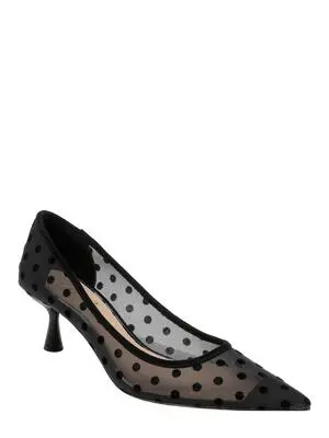 Badgley Mischka Elena Pointed Cap Toe Pump - Black Microsuede