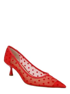 Badgley Mischka Elena Pointed Cap Toe Pump - Red Microsuede