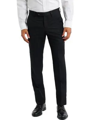 Berle Slim-fit Super 100s Wool Dress Pants - Black