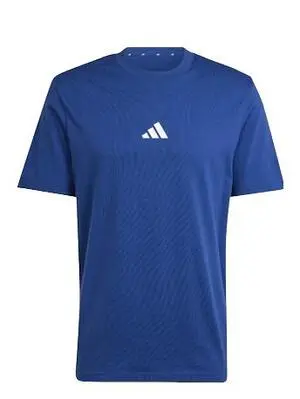 Adidas Essentials Small Logo Single Jersey Tee Shirt - Dark Blue White