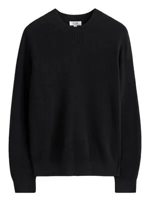 Cos Cotton Crew-Neck Sweater Black