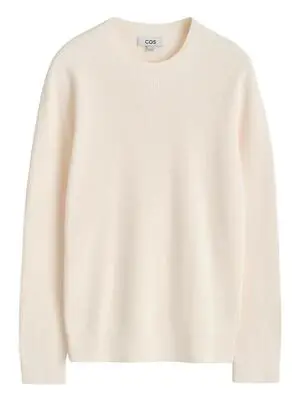 Cos Cotton Crew-neck Sweater - White