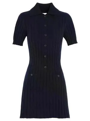 BARRIE Ribbed Knit Midi Dress - Blue