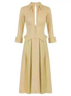 Elisabetta Franchi Logo-plaque Cotton Dress - Yellow