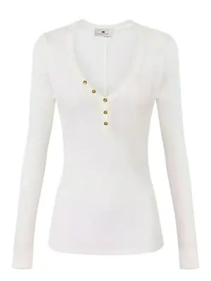 Elisabetta Franchi Henley-neck Top - White