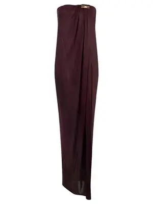 Elisabetta Franchi Draped Jersey Maxi Dress - Brown