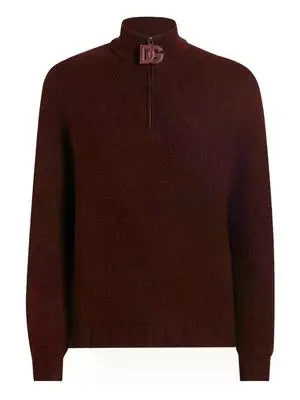 Dolce & Gabbana Half-zip Waffle-knit Sweater - Red