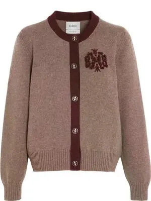 BARRIE Monogram-embroidered Cashmere Cardigan - Brown