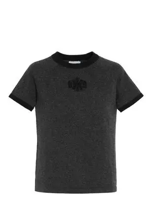 BARRIE Embroidered Cashmere T-shirt - Black