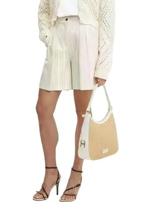 SIMONA CORSELLINI Tailored Pinstripe Pleated Shorts - Neutrals