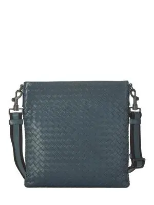 Bottega Veneta Intrecciato Flat Messenger Bag - Blue