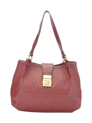 Fendi Zucca Coated Canvas Chiusura Tote - Red