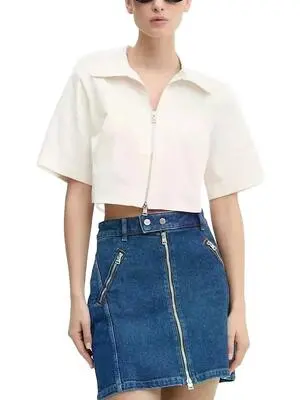 Hugo Zip-front Cropped Shirt - Neutrals
