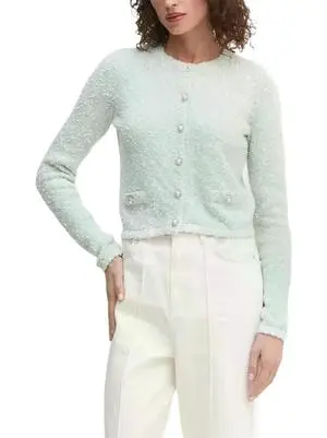 Guess Buttoned Bouclé Cardigan - Green