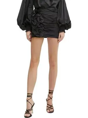 Charo Ruiz Ibiza Ruffled Gathered Mini Skirt - Black