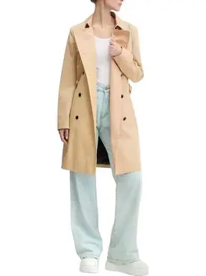 Hugo Belted Double-breasted Trench Coat - Neutrals