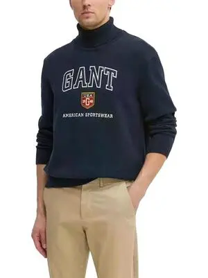 Gant Logo-embellished Turtleneck Sweater - Blue