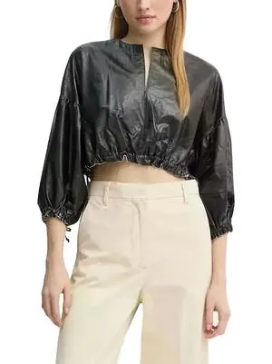 DAY BIRGER ET MIKKELSEN Drawstring-Cuffed Leather Blouse