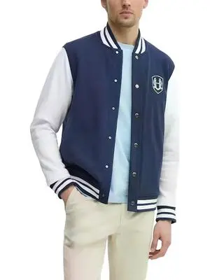 HACKETT Logo-patch Bomber Jacket - Blue