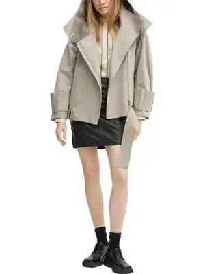 AERON Hooded Belted Jacket - Neutrals