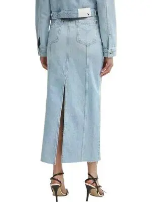Patrizia Pepe Fly-embroidered Denim Midi Skirt - Blue