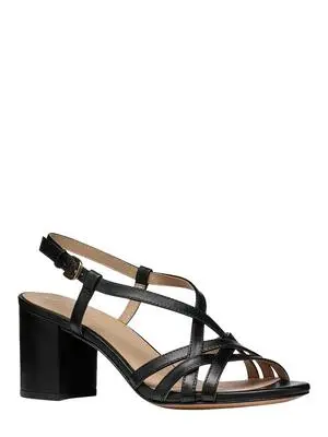 Geox Heeled Leather Sandals - Black