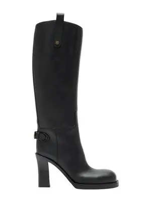 Burberry 85mm Cavalier Calf-leather Buckle Boots - Black