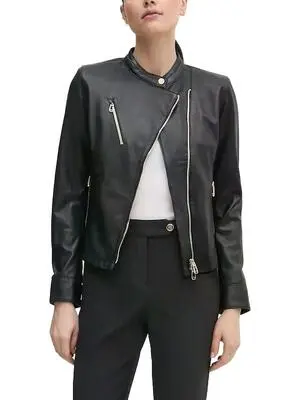 JOOP! Leather Asymmetrical Jacket - Black