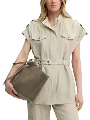 BRUUNS BAZAAR Belted Patch-pocket Shirt - Neutrals