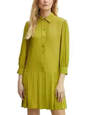 Liu Jo Pleated Mini Shirt Dress - Green