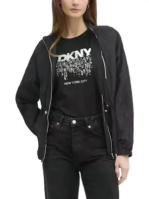 DKNY Crinkled-Effect Zip-Up Jacket