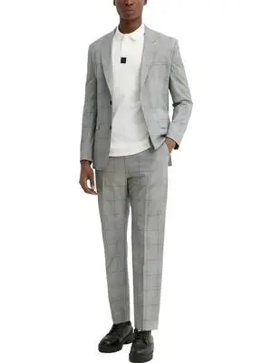 Hugo Checked Single-breasted Blazer - Grey