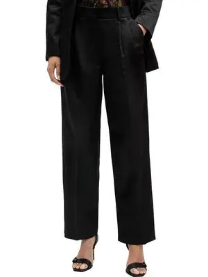 ALLSAINTS Pleated Satin Trousers - Black