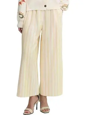 NEVER FULLY DRESSED Pleated Striped Trousers - Yellow