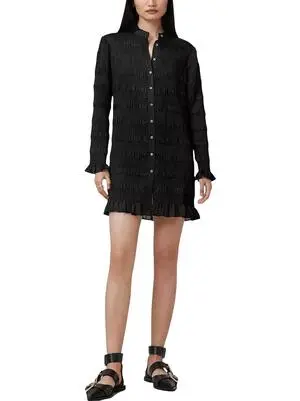 ALLSAINTS Shirring-effect Ruffle Mini Dress - Black
