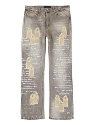 WHO DECIDES WAR BY EV BRAVADO Scripture Jeans - Grey