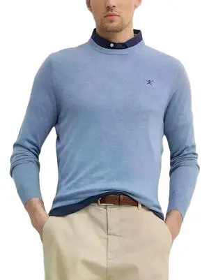 HACKETT Logo-embroidered Crew-neck Jumper - Blue