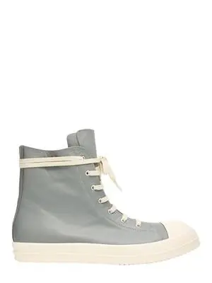 Rick Owens Calf Leather High-Top Sneakers Washed Indigo/milk/milk