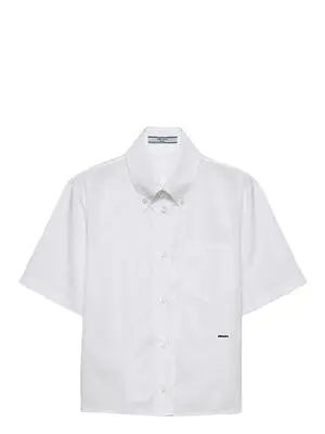 Prada Logo-embroidered Cotton Poplin Shirt - White