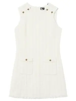 The Kooples Sleeveless Tweed Mini Dress - Ecru