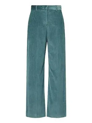 Max Mara Tania Wide-leg Cotton-corduroy Trousers - Oil