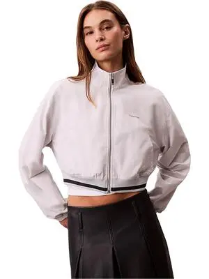 Calvin Klein Woven Cropped Track Jacket - Silver Haze