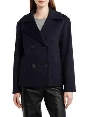 Fleurette Jane Wool Pea Coat - Navy