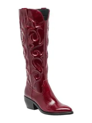 Dolce Vita Mirla Western Knee High Boots - Oxblood Leather