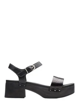 Clarks Sivanne Bay Interest Leather Sandals - Black