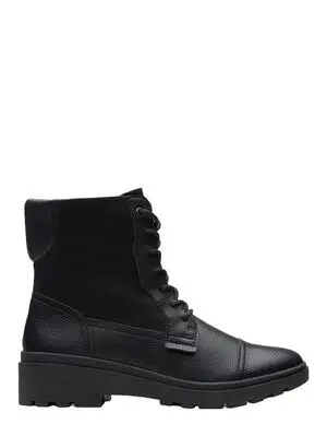Clarks Calla Charm Leather Combat Boots - Black