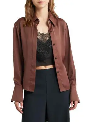 Rag & Bone Button-front Shirt With Camisole - Umber