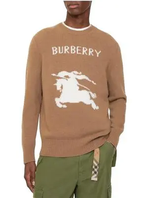 Burberry Equestrian Knight Wool Cashmere Sweater - Camel