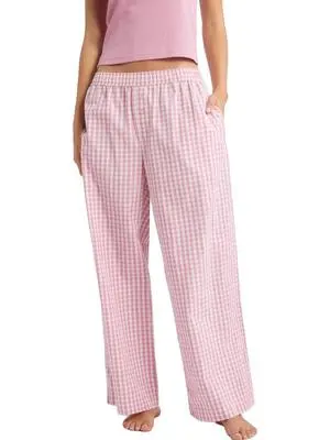 OPEN EDIT Cotton Boxer Sleepwear Pants Pink Luella Gingham